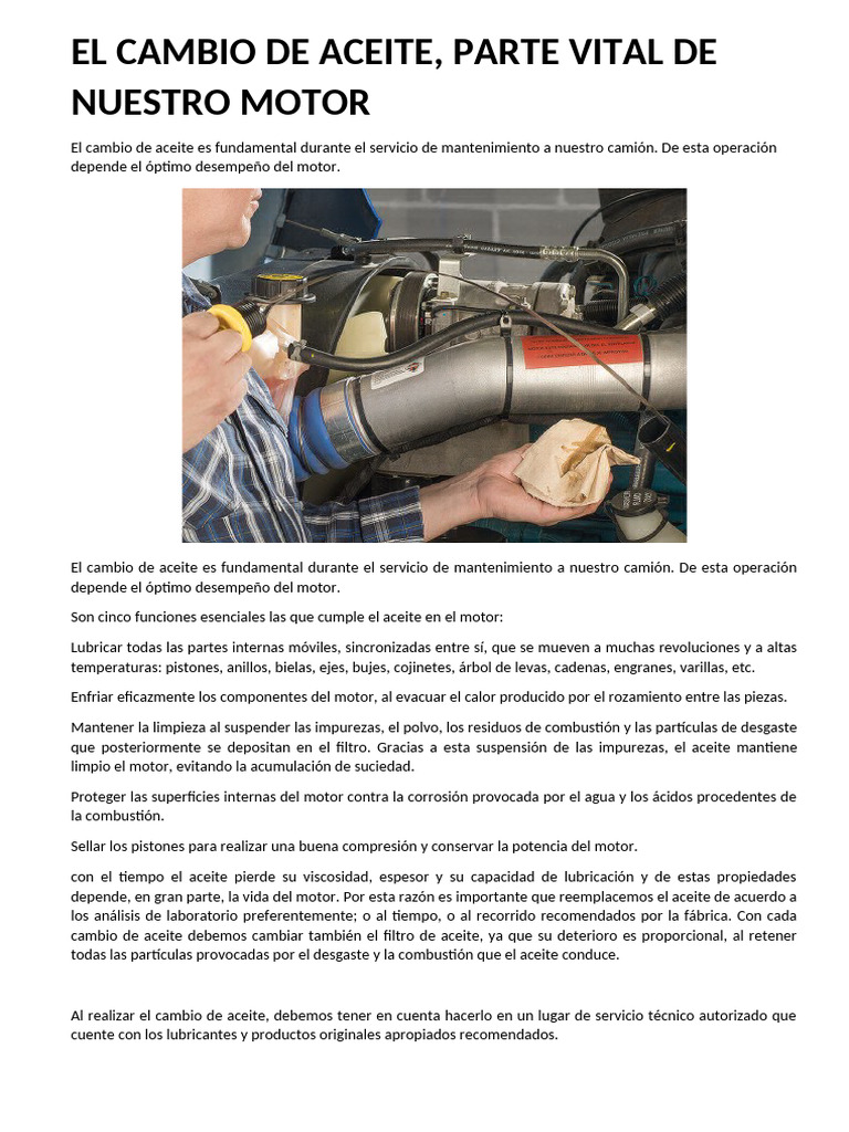 Documento - Mecánica - Unidad 3 - El Cambio de Aceite | PDF
