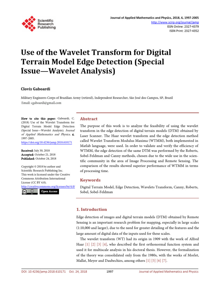 JAMP Use of The Wavelet Transform For Digital Terrain Model Edge Detection | PDF | Imaging ...