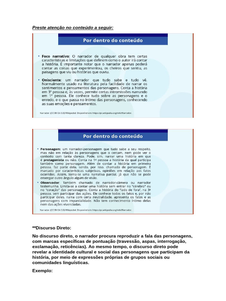 Atividade de LP 6ºano | PDF