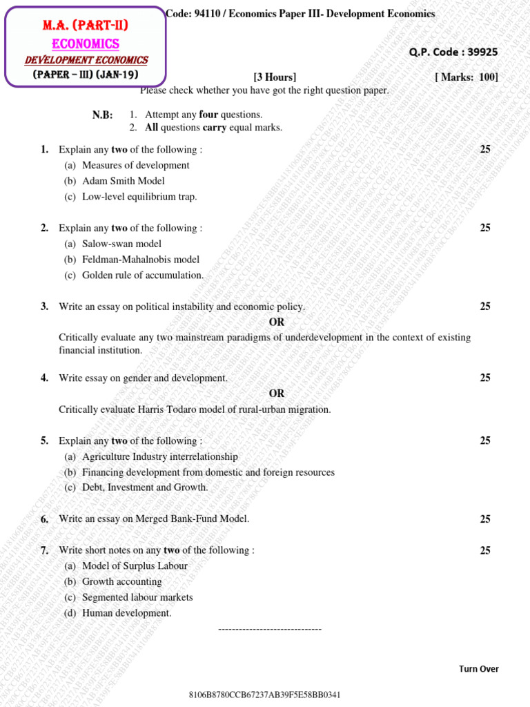 MA Economics Part II Assessment Papers | PDF | Economies | Political Economy