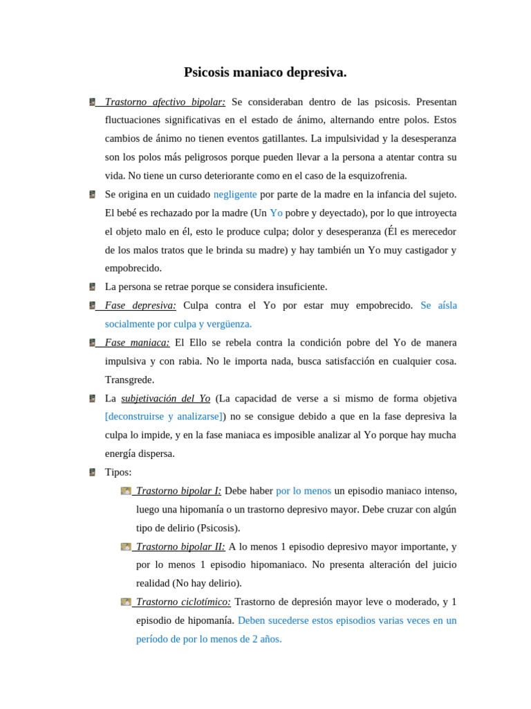 Psicosis Maniaco Depresiva y Paranoia (Corregido Por La Profe) | PDF ...