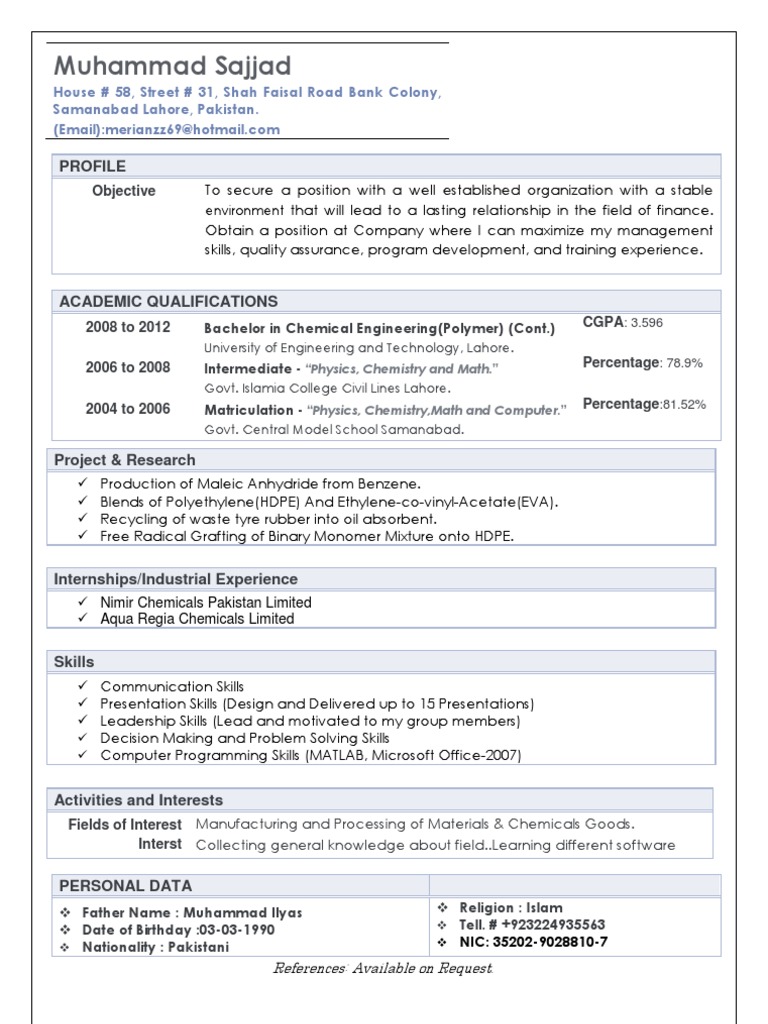 Sajjad CV | PDF | Business