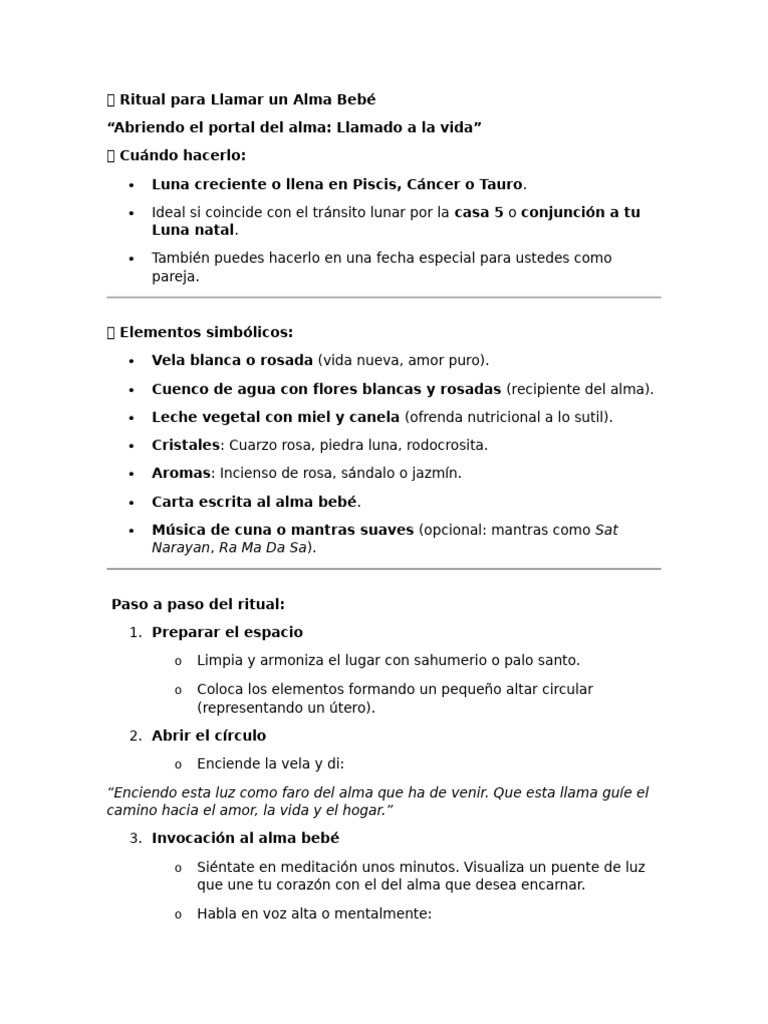 ? Ritual para Llamar Un Bebé | PDF