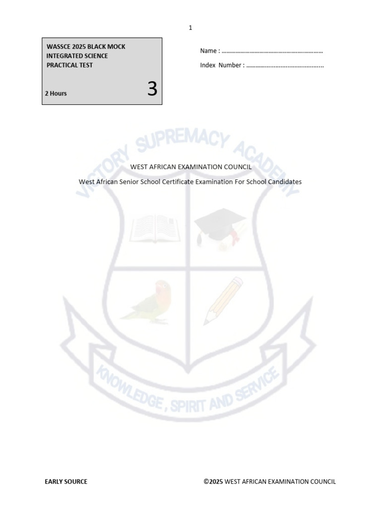 Wassce 2025 Integrated Science Prac Black Mock-1 | PDF | Electricity