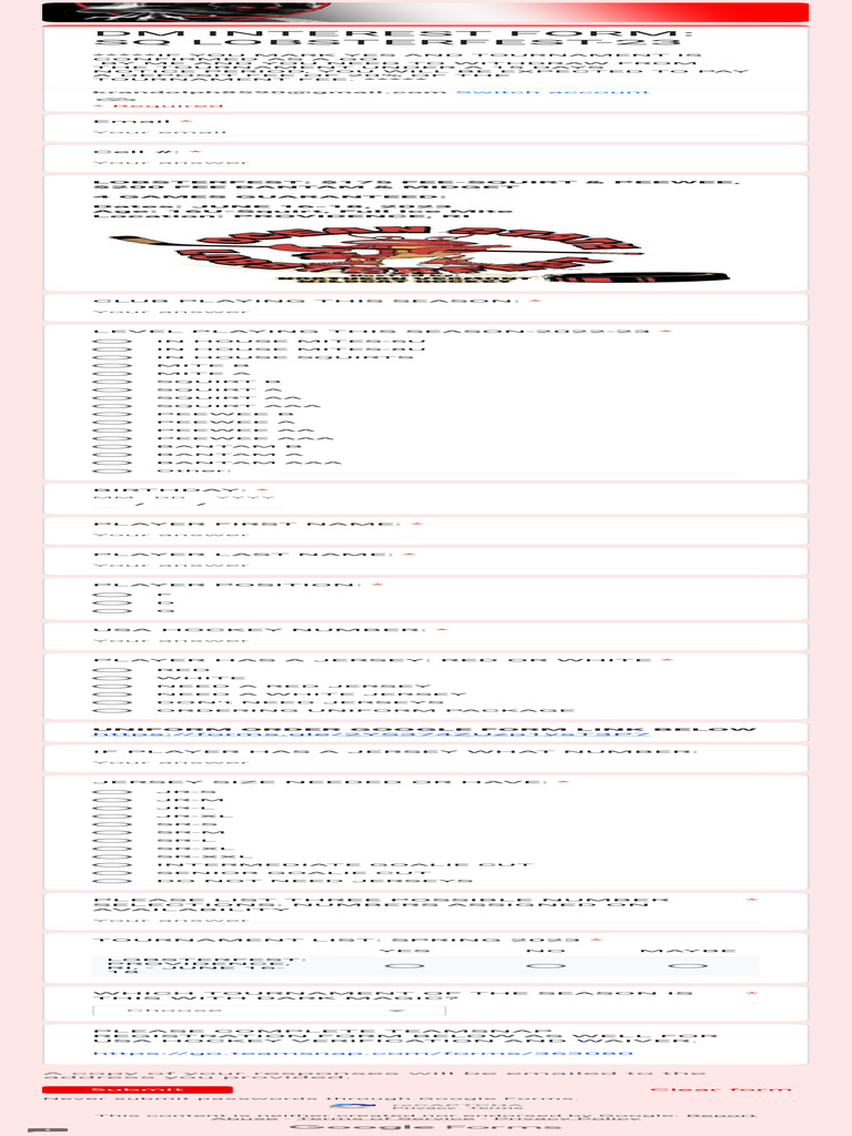 DM Interest Form SQ Lobsterfest-23 | PDF | Indoor Sports | Variations ...