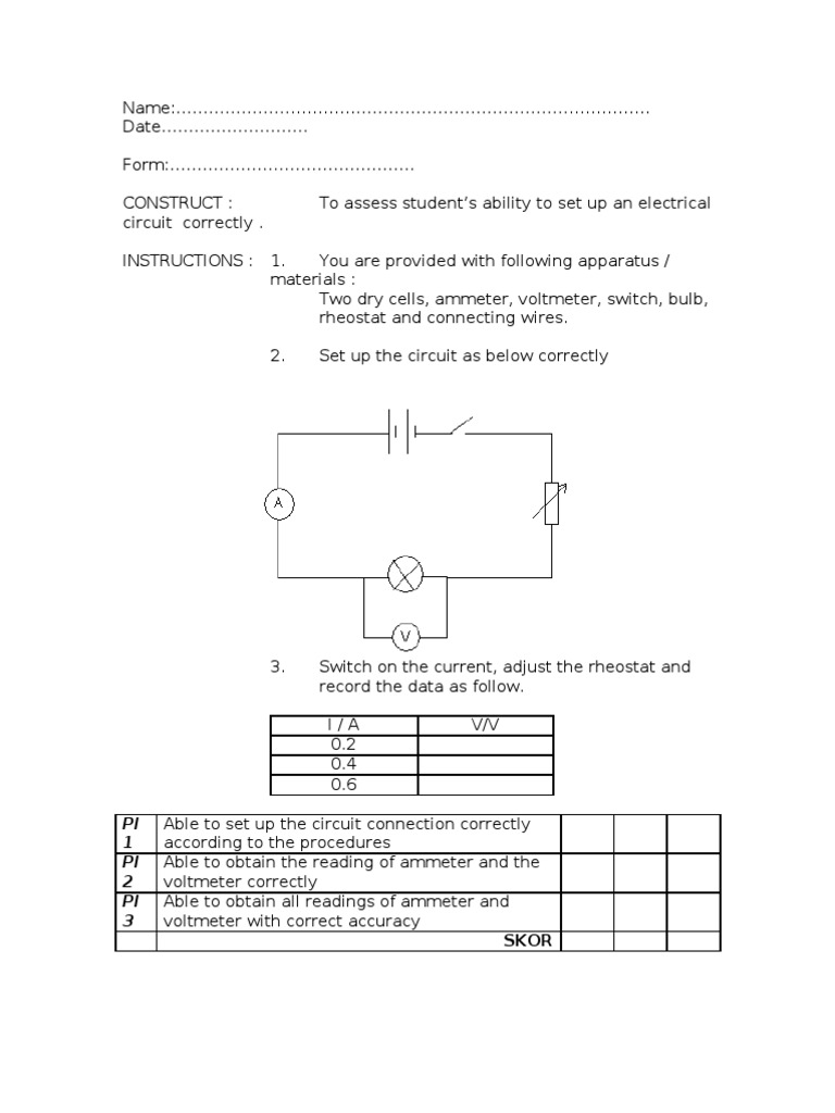 Electrical Circuit Setup Assessment | PDF | Computers