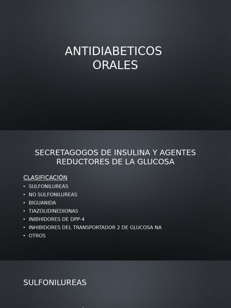 Antidiabéticos Orales | PDF | Insulina | Especialidades Medicas
