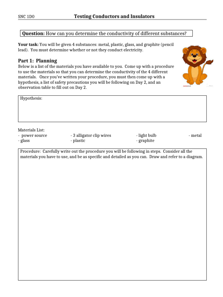 C - Testing Conductors and Insulators - An Inquiry Activity 2 | PDF