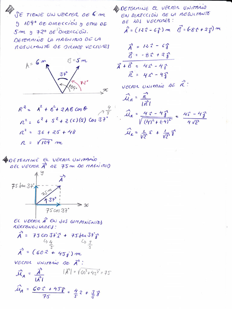 Vectores Ejercicios Resueltos | PDF