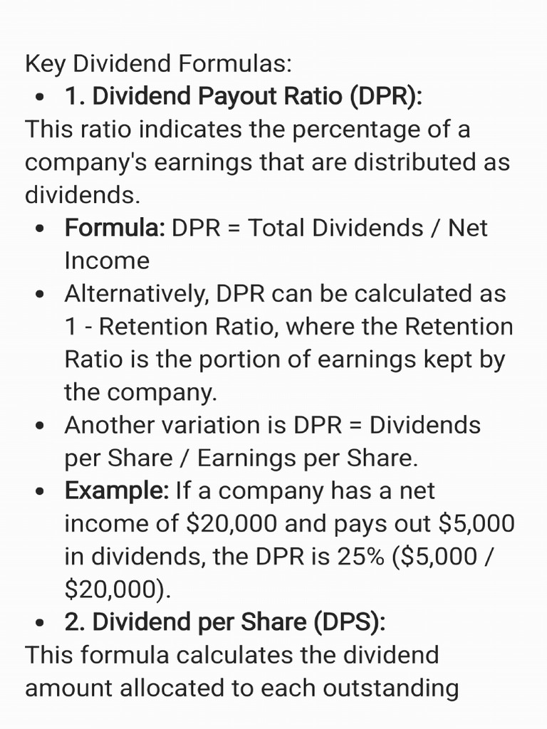 Formulas of Dividend | PDF