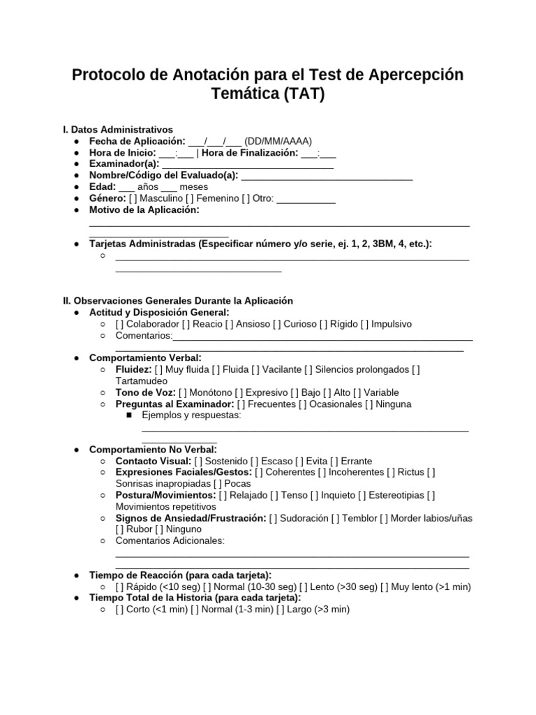 Protocolo 2 para TAT | PDF | Conceptos psicologicos | Ciencias del comportamiento