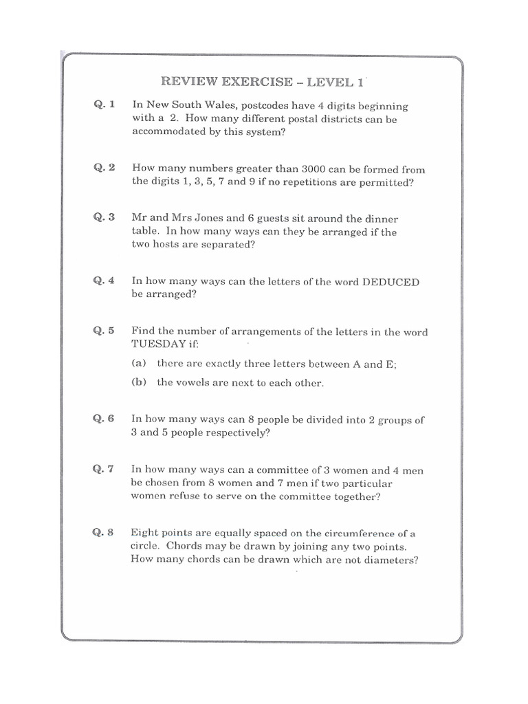 Counting Techniques Worksheet 3 | PDF