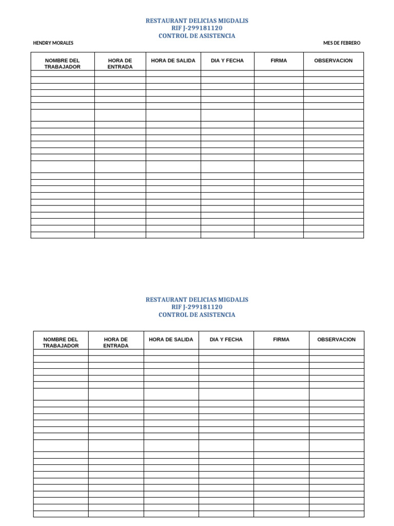 Control de Asistencia La Flaca | PDF