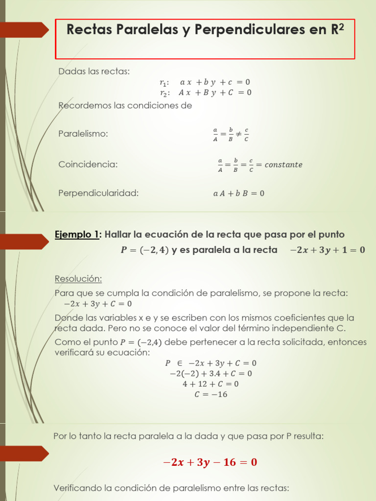 Rectas Paralelas y Perpendiculares en R2 | PDF | Ecuaciones | Perpendicular
