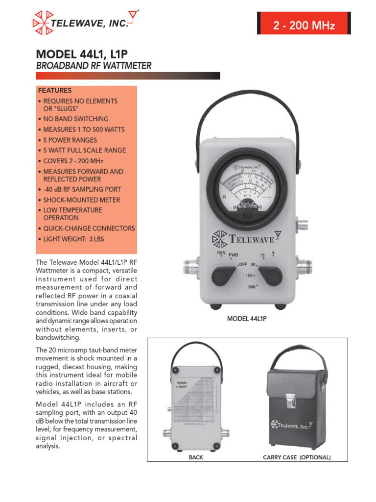 Telewave Model 44L1 44L1P Brochure | PDF | Electronic Engineering ...