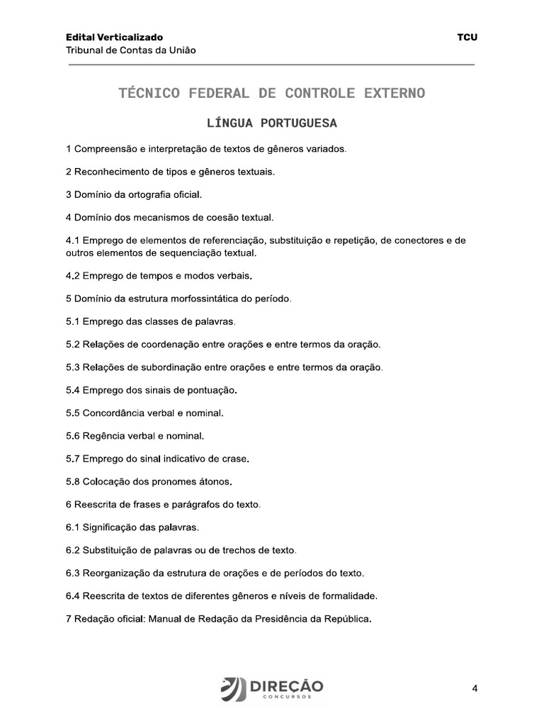 Edital Verticalizado Tcu DC | PDF