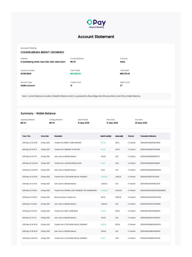 Chukwuebuka Bright Okonkwo - 8101803840 - 20250531150008 | PDF | Debit Card | Financial Markets