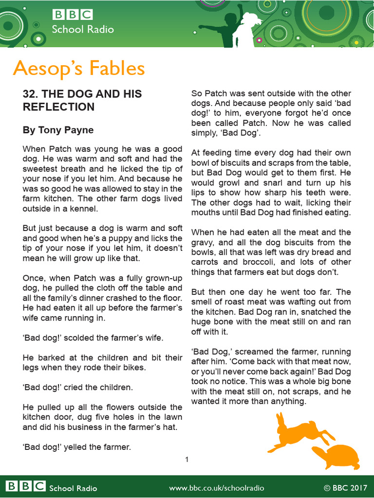 The Dog and His Reflection Fable | PDF