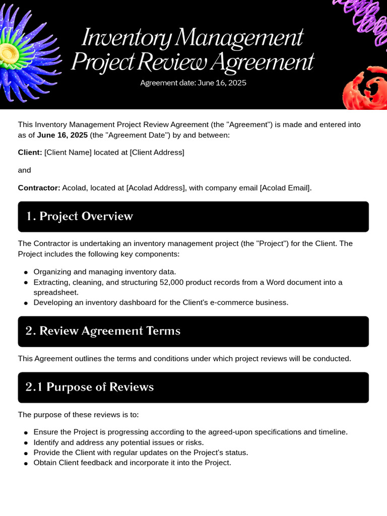Inventory Management Review Agreement | PDF