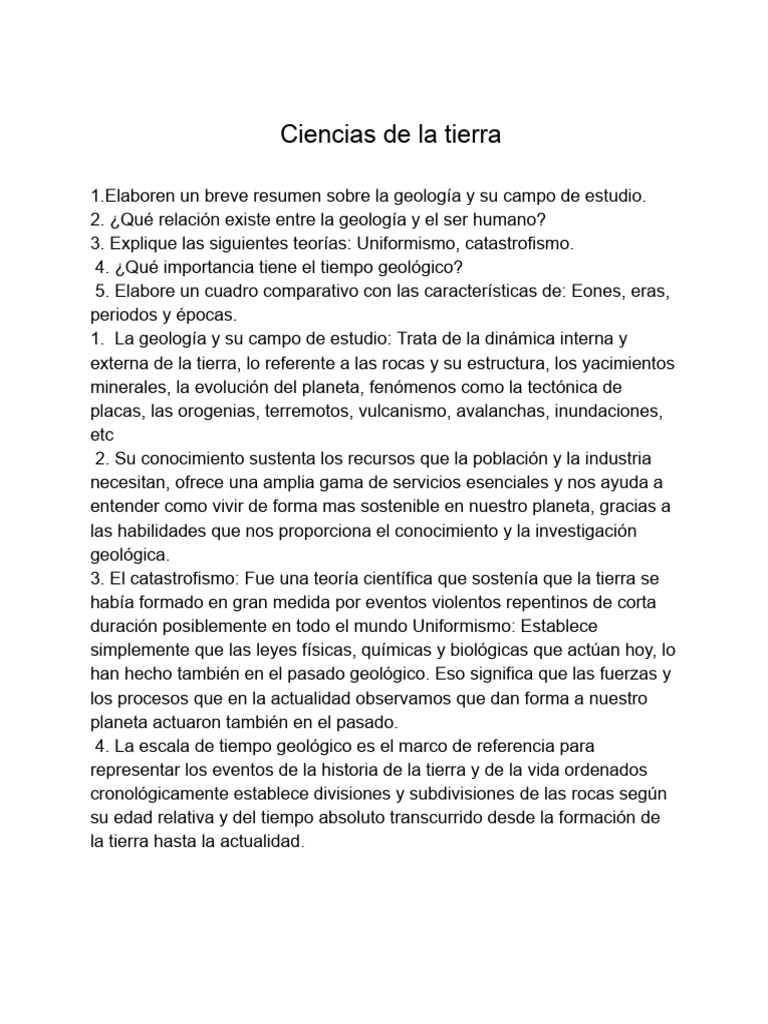 Ciencias de La Tierra 1 | PDF | Geología | Escala de tiempo geológico