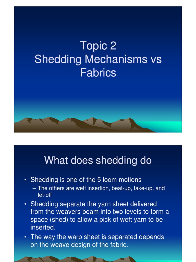 Topic 2 Shedding Mechanisms | PDF | Loom | Weaving