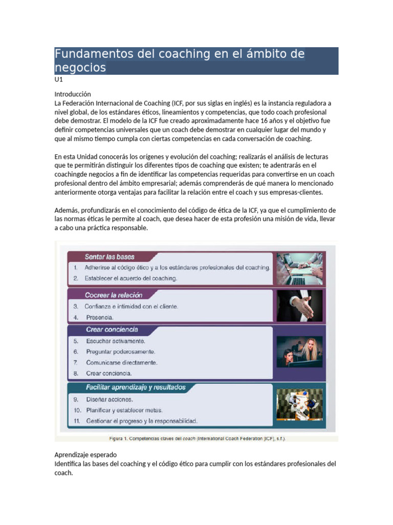 Fundamentos Del Coaching en El Ámbito de Negocios | PDF | Liderazgo | Motivación