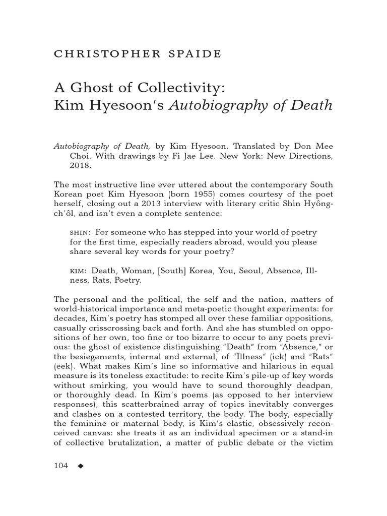 A Ghost of Collectivity Kim Hyesoon S Au | PDF