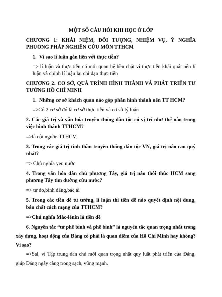 Đề Cương TTHCM | PDF