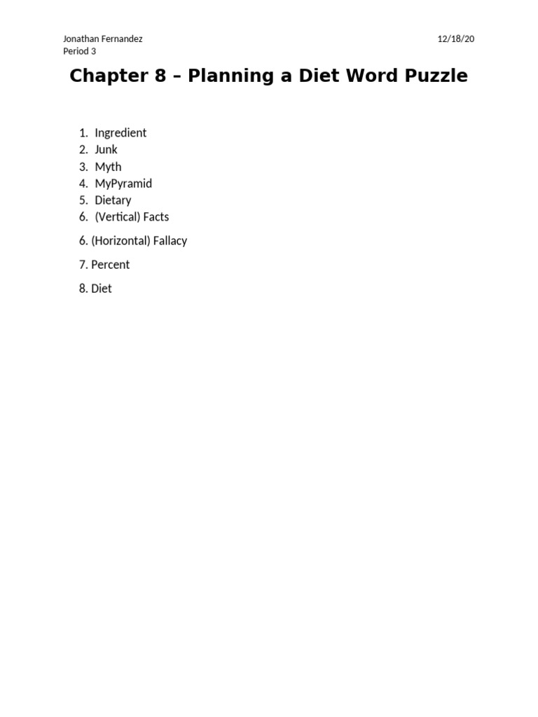 Chapter 8 Word Puzzle (Completed) | PDF