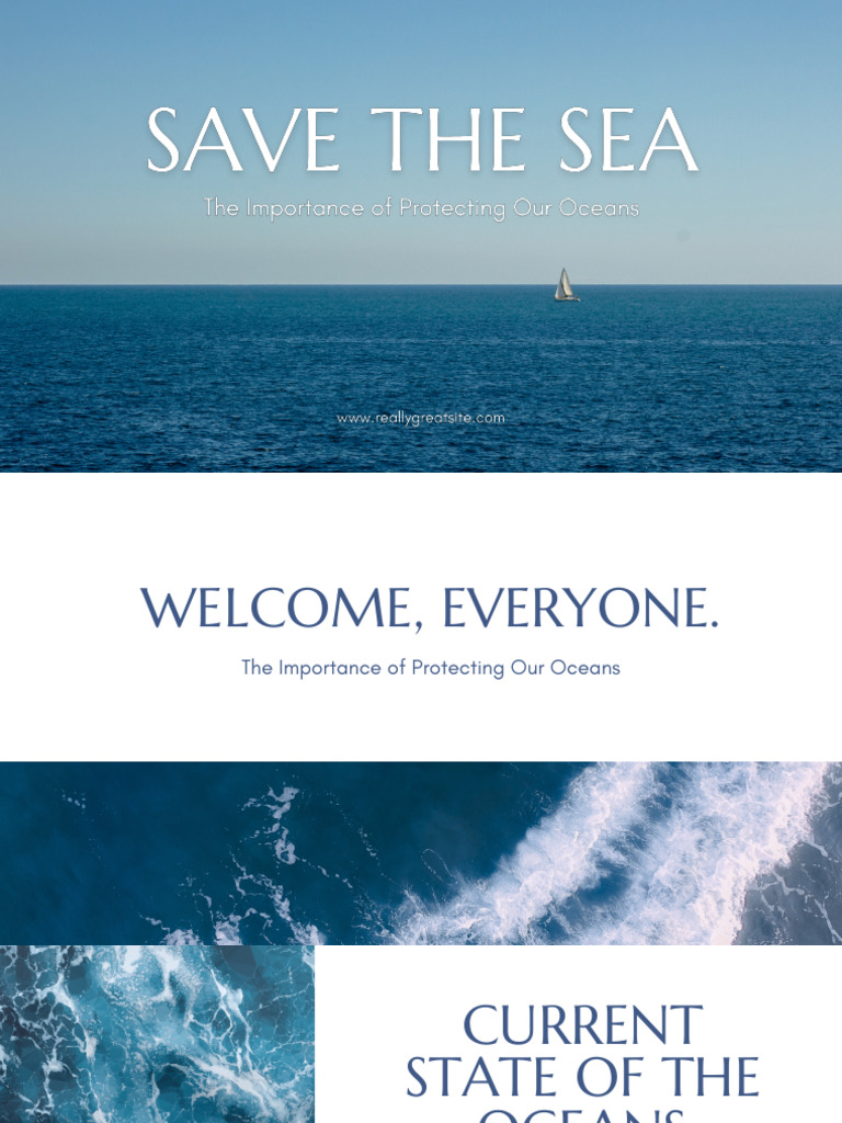 Blue and White Photo Clean Save The Sea Presentation | PDF