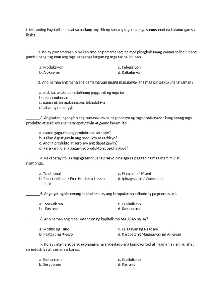 Pagsusulit Grade 9 | PDF