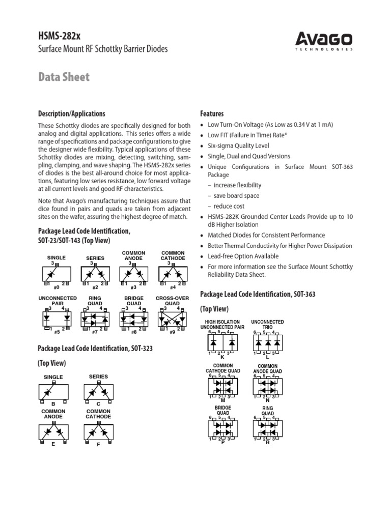 HSMS 282X | PDF | Diode | Detector (Radio)