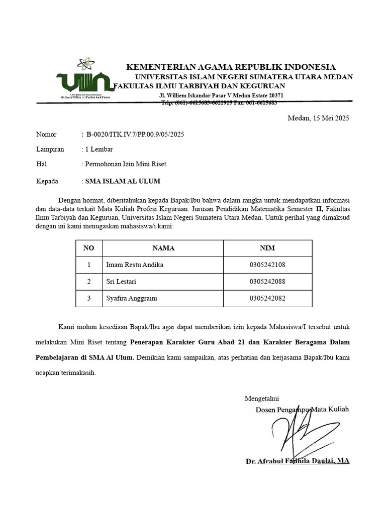 Surat Izin Riset | PDF