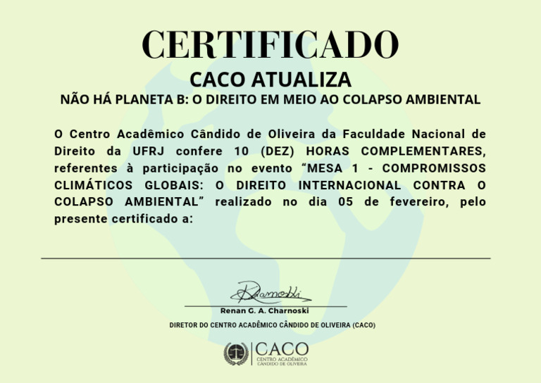 CERTIFICADO caco atualiza mesa 1 0502 | PDF