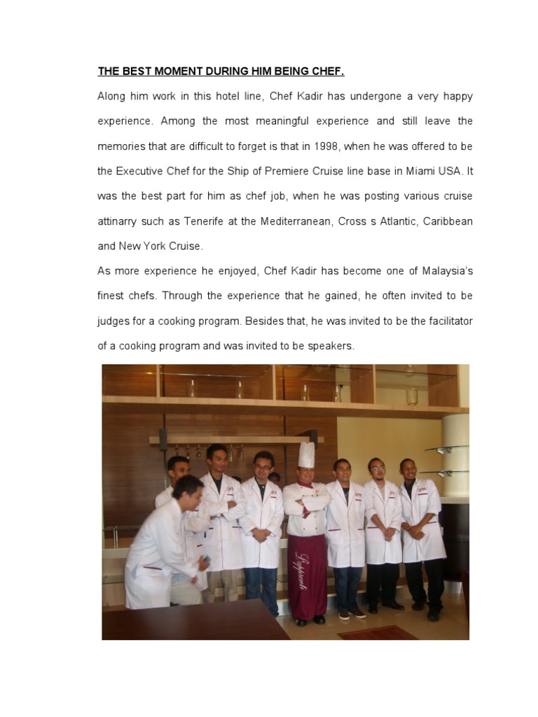 Chef Kadir's Culinary Journey and Philosophy | PDF