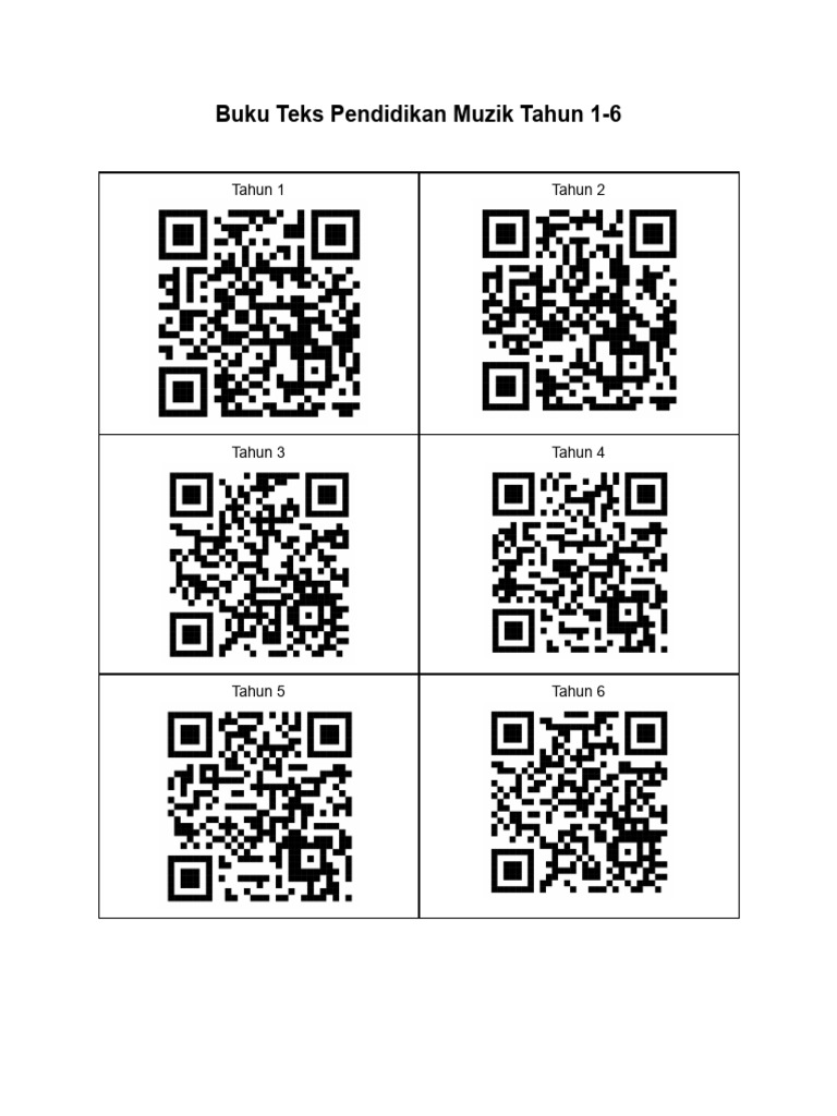 Kod QR Buku Teks Pendidikan Muzik Tahun 1-6 | PDF