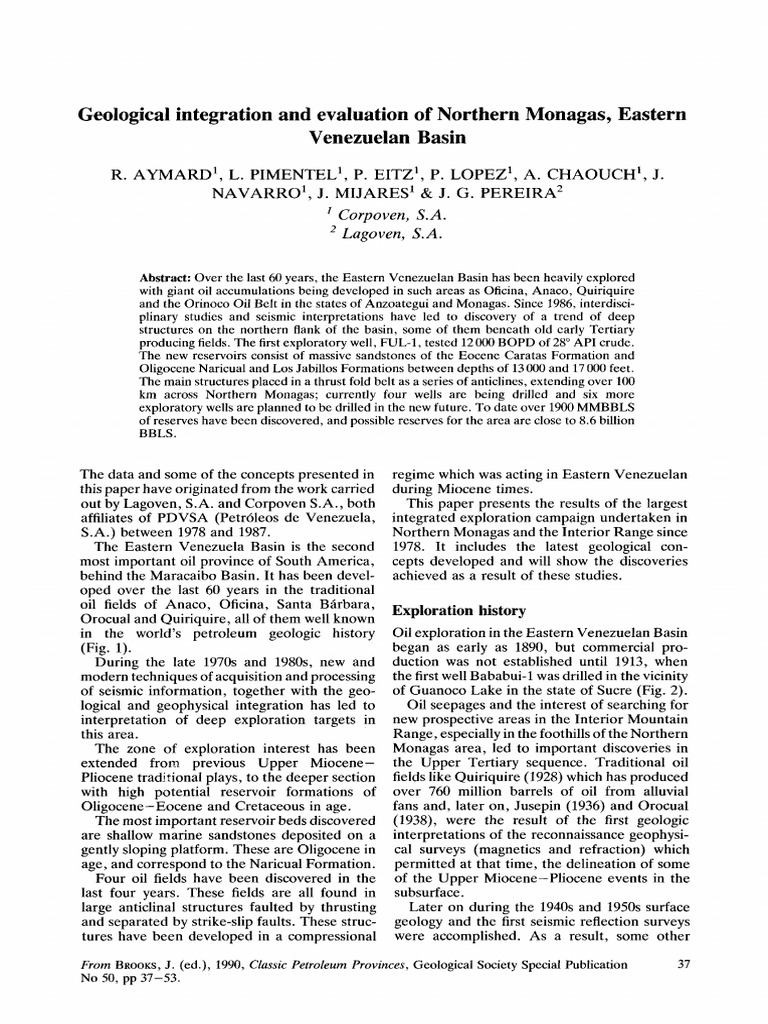 Aymard Et Al Geological Integration and Evaluation of Northern Monagas ...