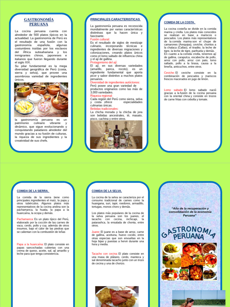 Triptico-Gastronomia Peruana | PDF | Cocina de las Americas | Alimentos