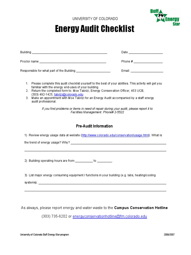 Building Energy Audit Checklist