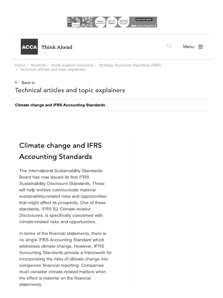 Climate Change and IFRS Accounting Standards | PDF