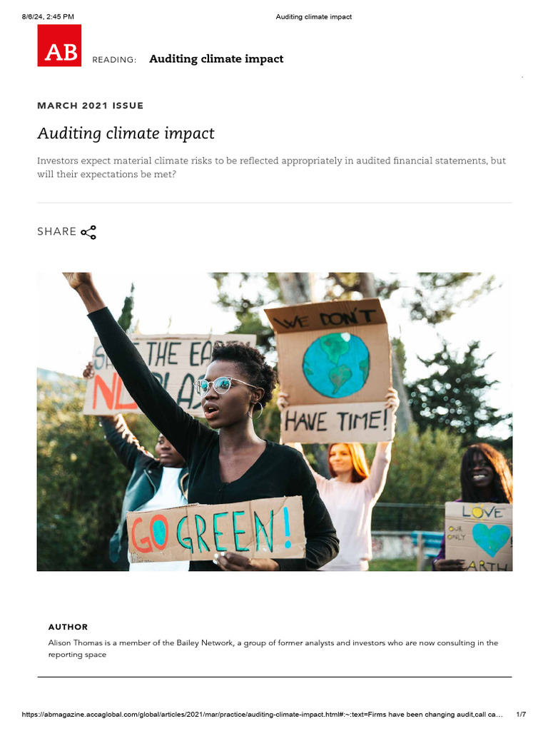 Auditing Climate Impact On Auditing | PDF | Audit | Accounting