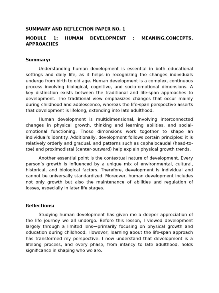 Module 1 - Human Development - Meaning Concepts Approaches | PDF ...