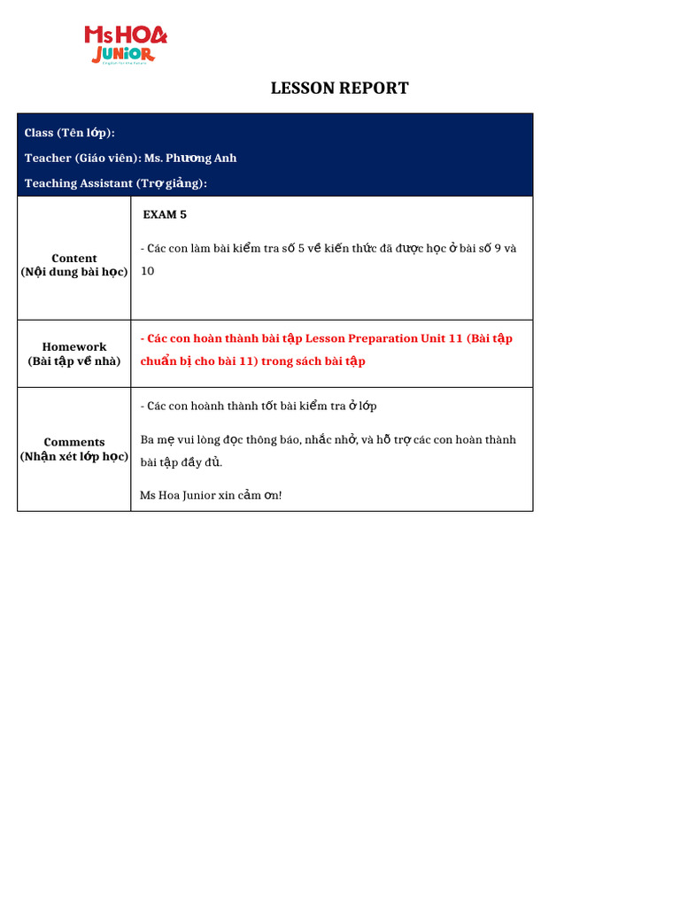 Lesson Report - Review Unit 9 & 10 + Exam 5 - Explorer | PDF