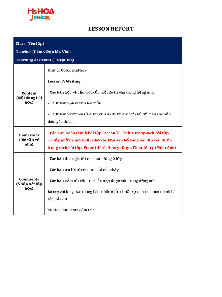 Lesson Report - U1 - l3 - Explorer 2 | PDF