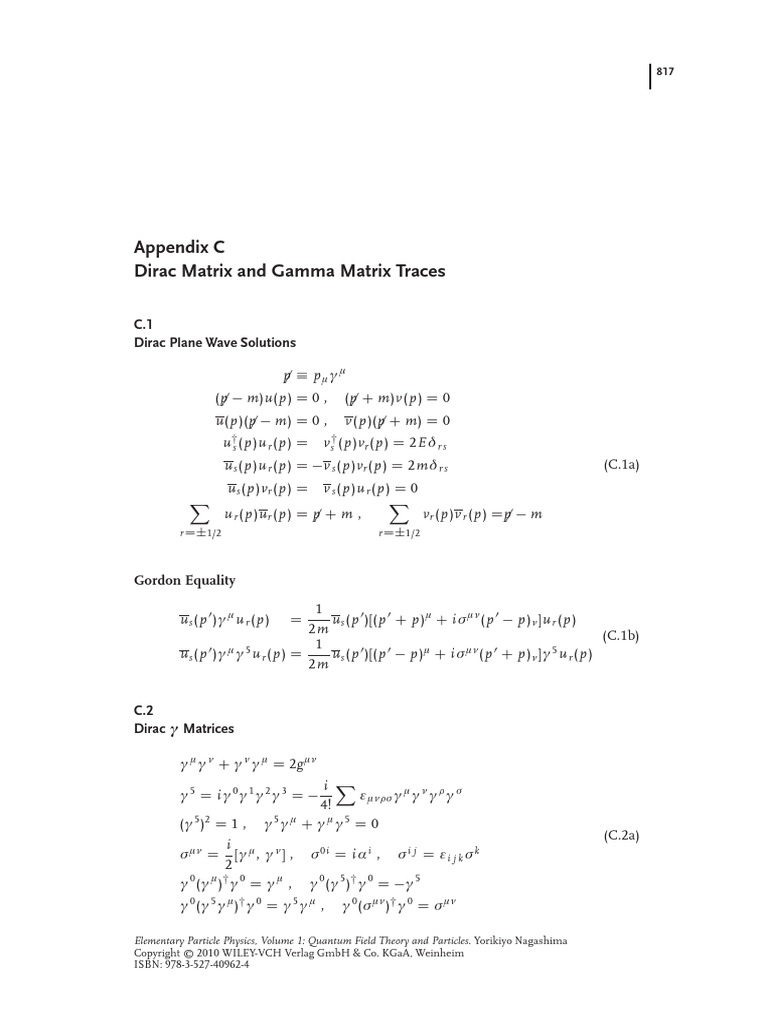 Elementary Particle Physics - 2010 - Nagashima - Appendix C Dirac ...