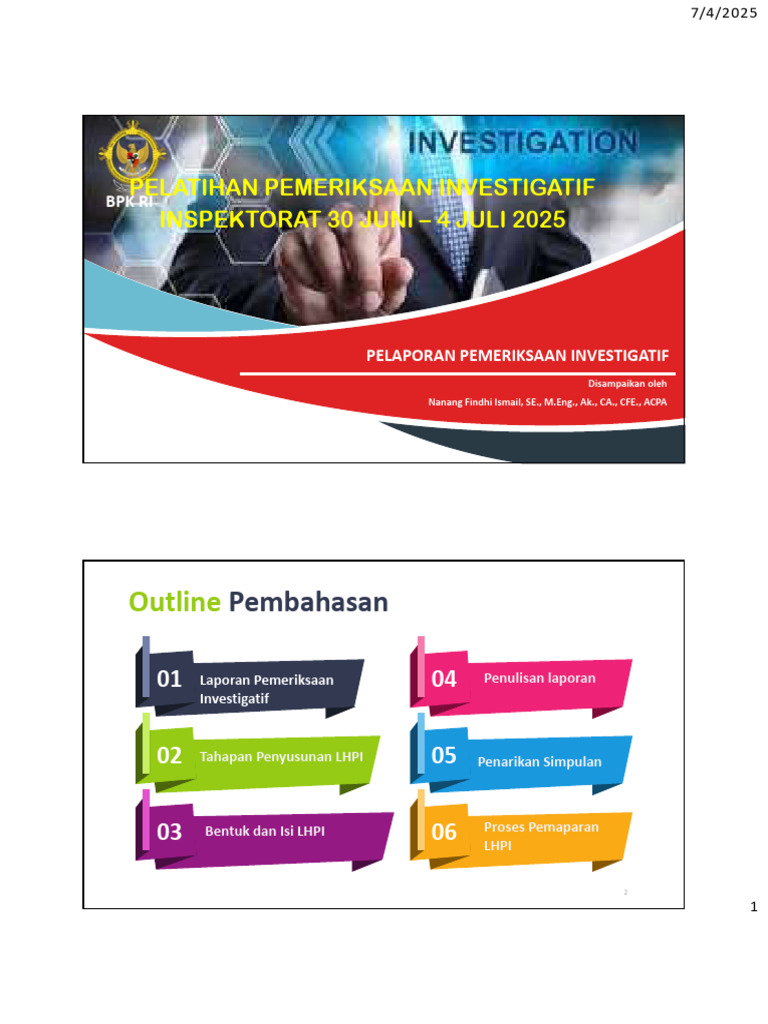 Penyusunan Laporan Hasil Pemeriksaan Investigatif | PDF
