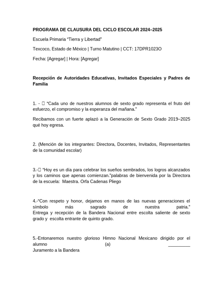 Programa Clausura Ciclo 2024 2025 FORMATO EDITABLE | PDF