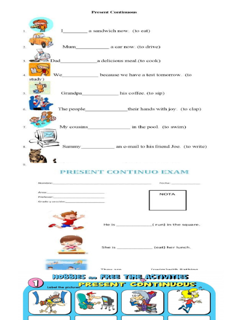 Ejercicio Presente Continuo | PDF