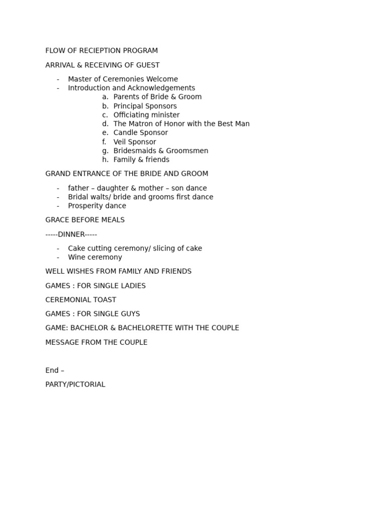 Flow of Recieption Program | PDF
