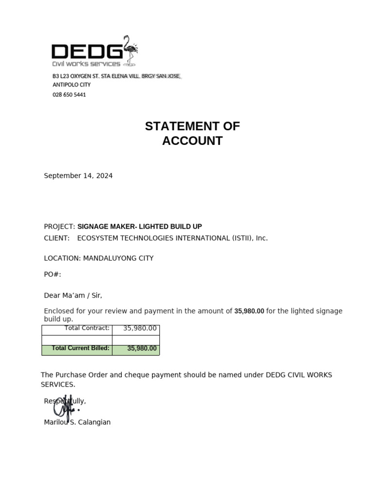 Soa Signage Buildup Cebu | PDF